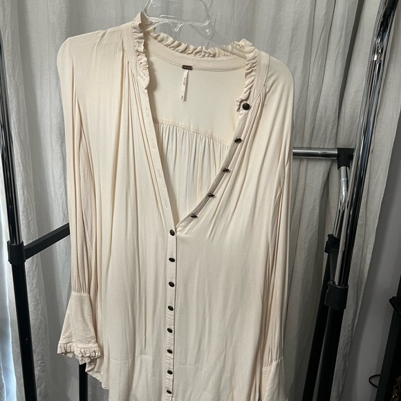 Tops | Elegant Cream Tunic With Ruffle Details | Poshmark